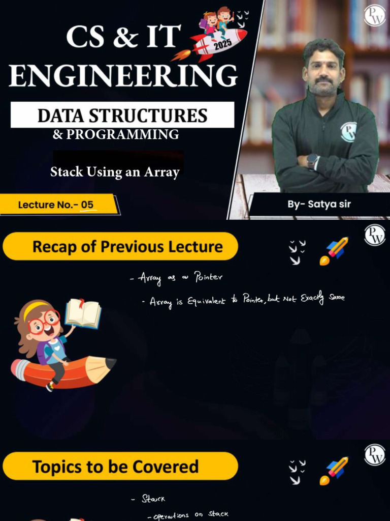 Stack Using An Array Lec 05 Class Notes Pdf