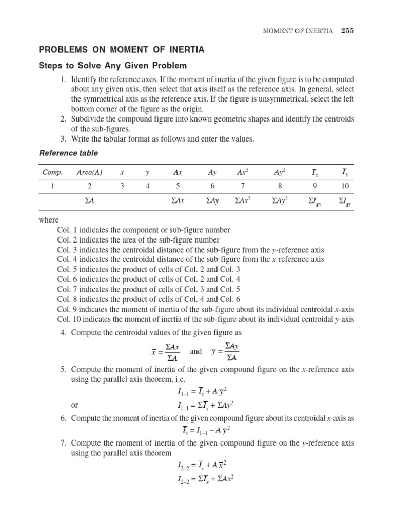Problems On Moment of Inertia | PDF | Area | Mathematical Concepts
