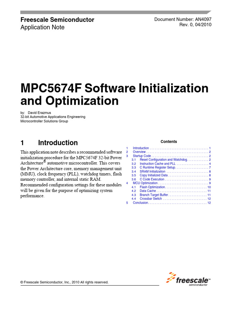 MPC5674F Software Initialization | PDF | Cpu Cache | Random Access Memory