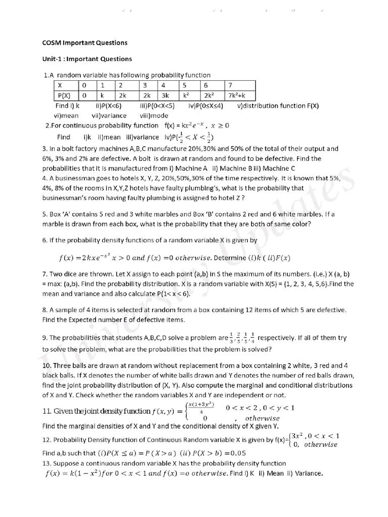 Cosm Important Questions | PDF