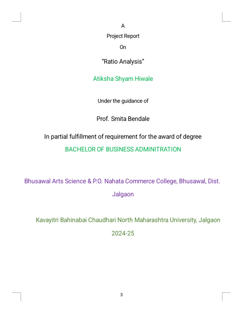 Ratio Analysis Project | PDF | Equity (Finance) | Working Capital