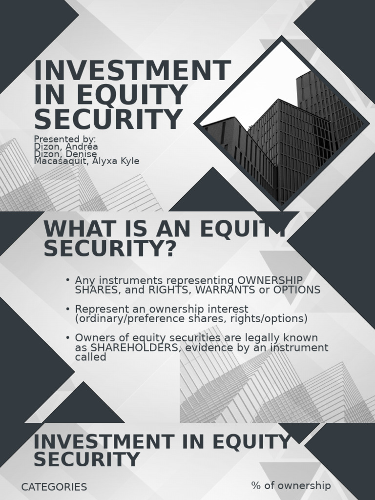 Investment in Equity Security | PDF | Dividend | Equity (Finance)