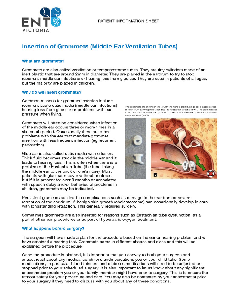 Grommet Insertion + Post Op Notes - July 2021 | PDF | Medical ...