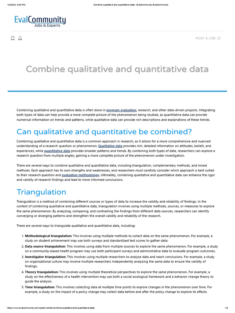Combine Qualitative and Quantitative Data - EvalCommunity EvalCommunity ...