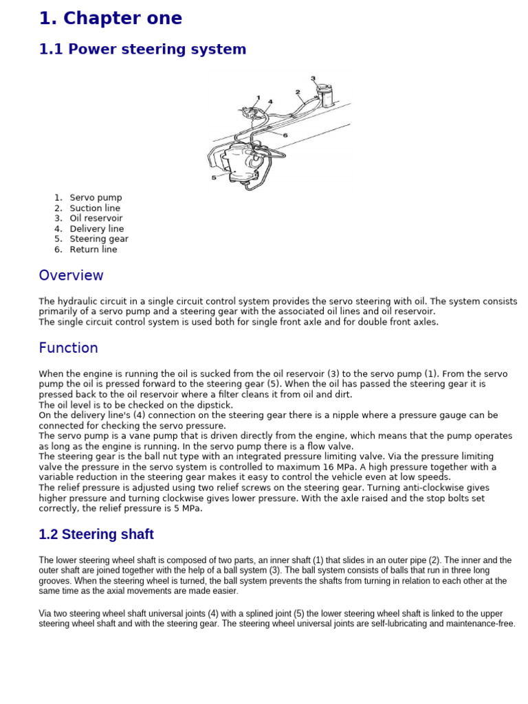 Power Steering System Overview | PDF | Axle | Steering