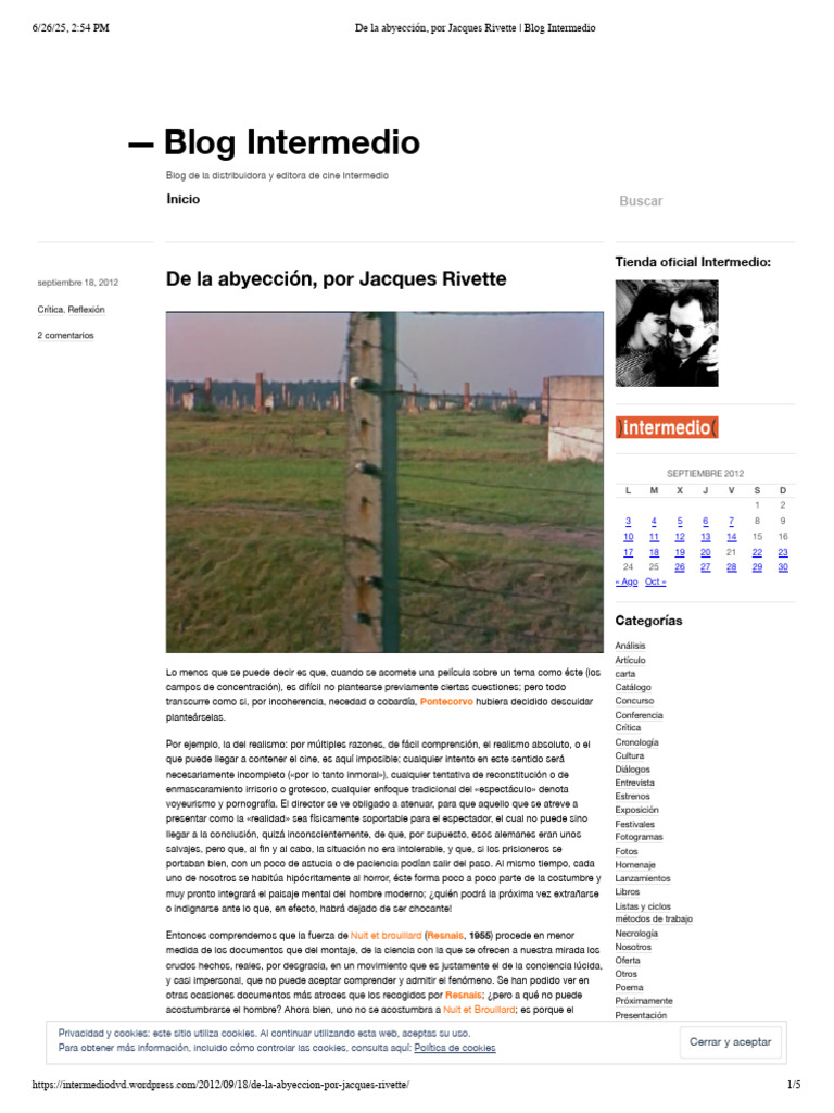 De La Abyección, Por Jacques Rivette - Blog Intermedio | PDF | Cookie HTTP