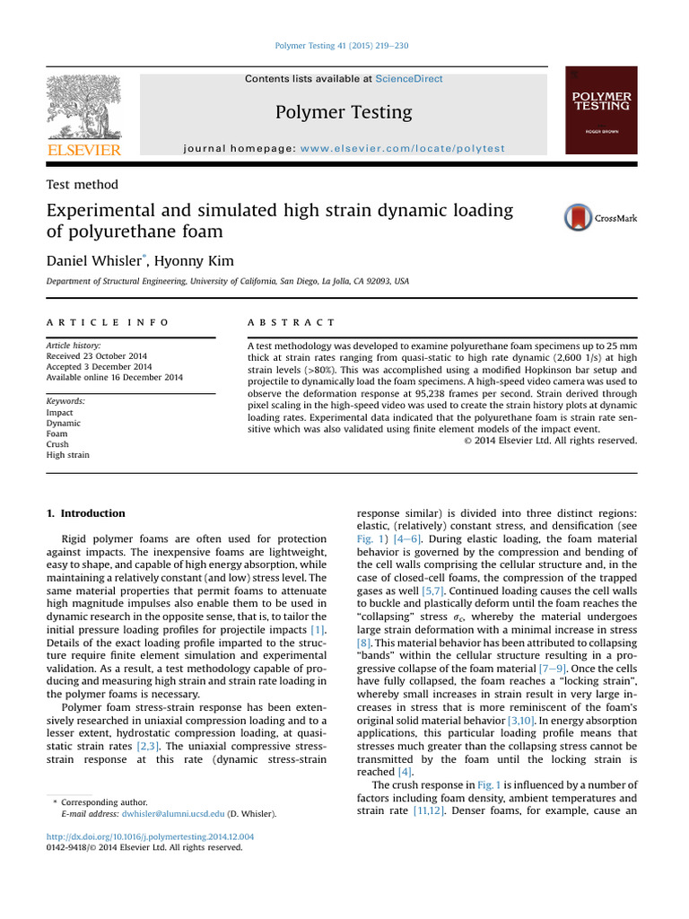 Experimental and Simulated High Strain Dynamic Loading | PDF ...