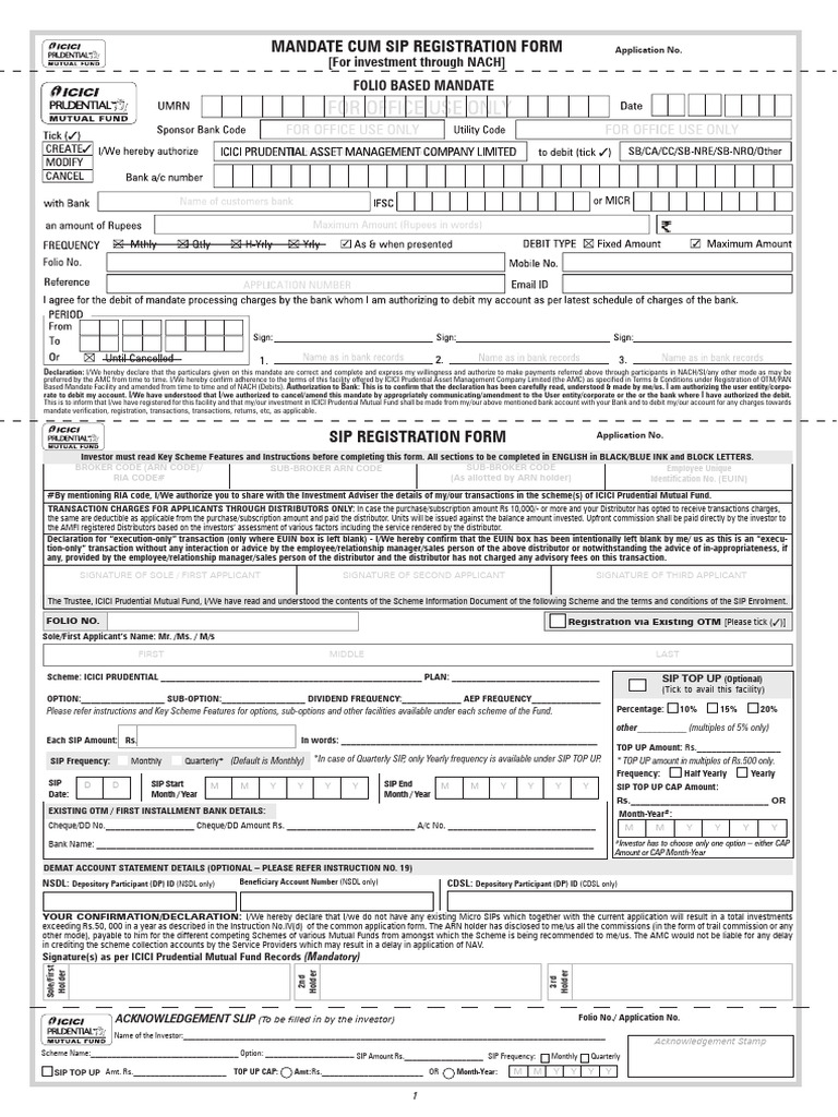 Icici MF Sip Form | PDF | Banks | Debit Card