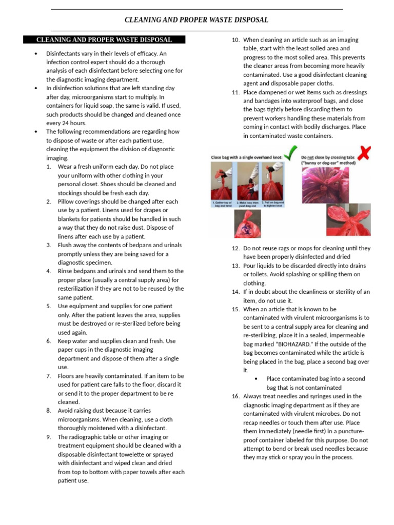 Waste Disposal and Cleaning Protocols | PDF | Infection | Immunology
