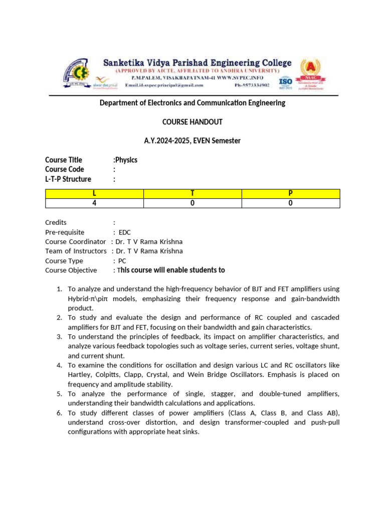 Physics | PDF | Amplifier | Electronic Oscillator