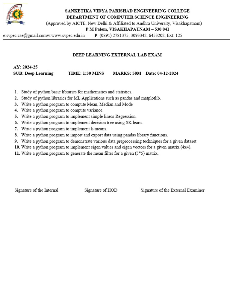 DL Question Paper EXTERNAL | PDF