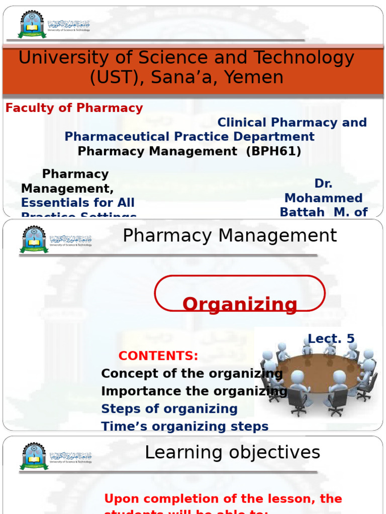 Organizing - 5 For Pharmacy Students in Community | PDF | Business