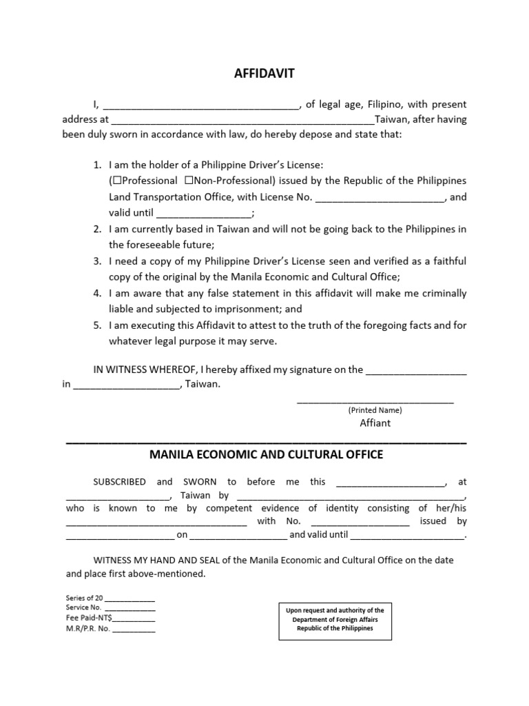 6 Affidavit For Driver's License | PDF
