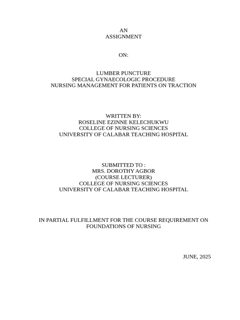 Lumber Puncture... | PDF | Medical Specialties | Diseases And Disorders