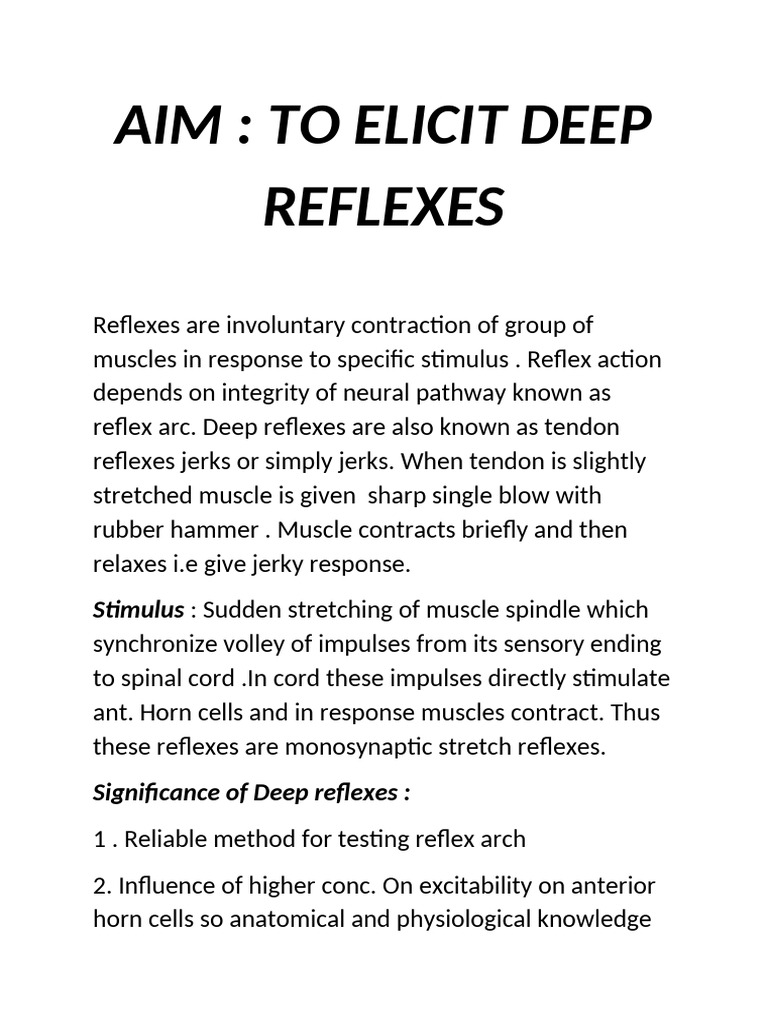 To Elicit Deep Reflexes | PDF | Knee | Anatomical Terms Of Motion