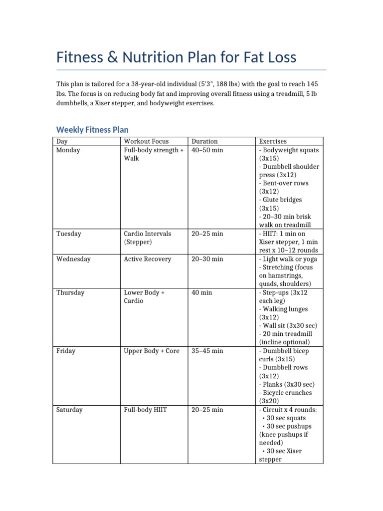 Fitness and Diet Plan Printable | PDF | Physical Fitness | High ...