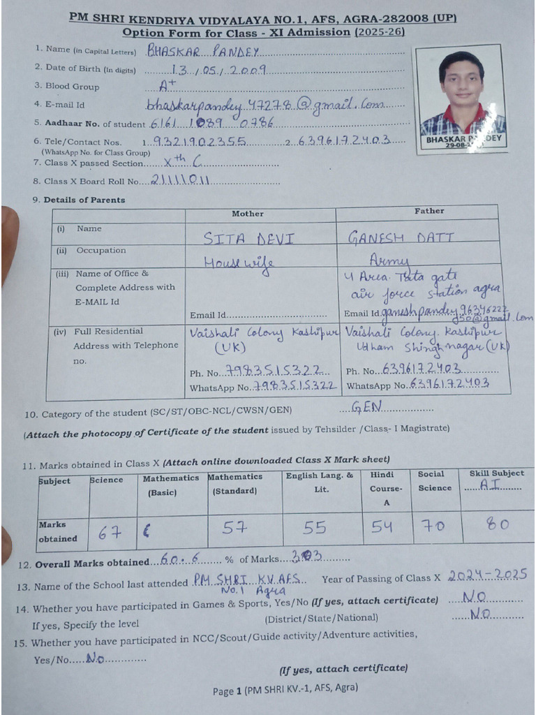 Addmission Form | PDF
