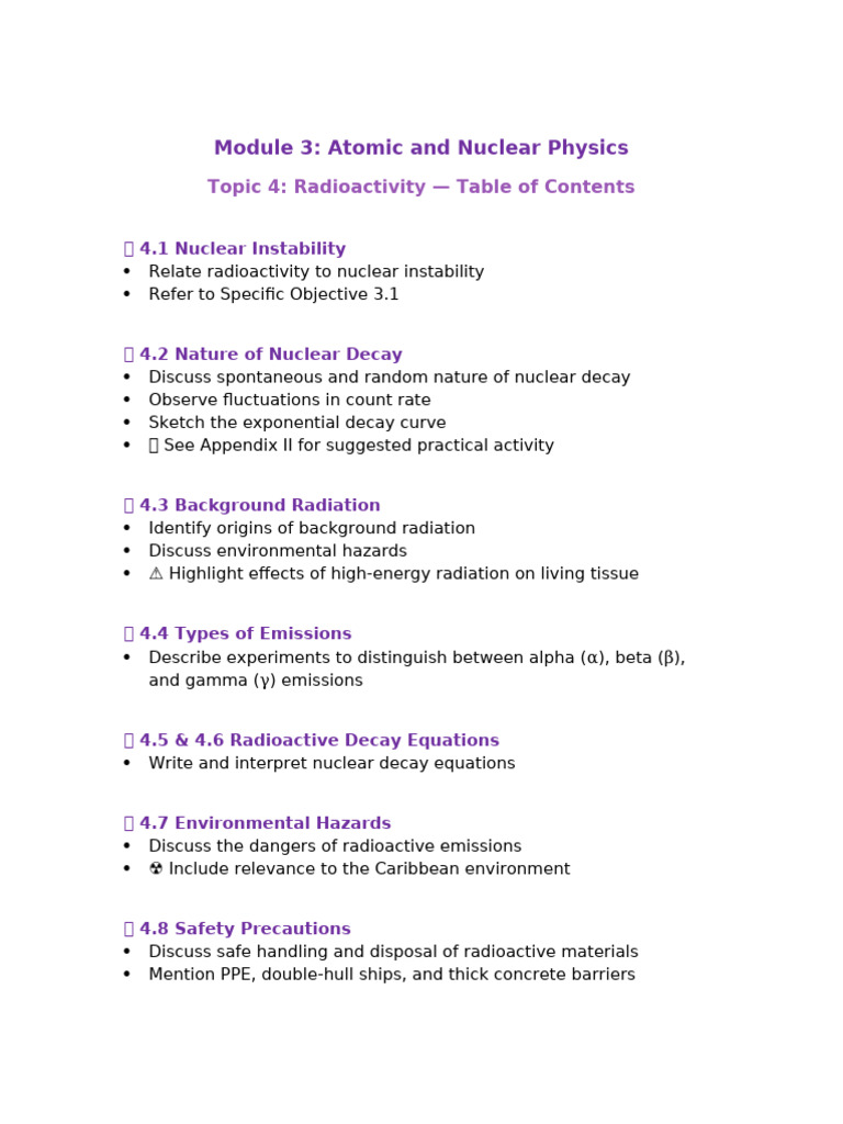 Radioactivity Table of Contents | PDF