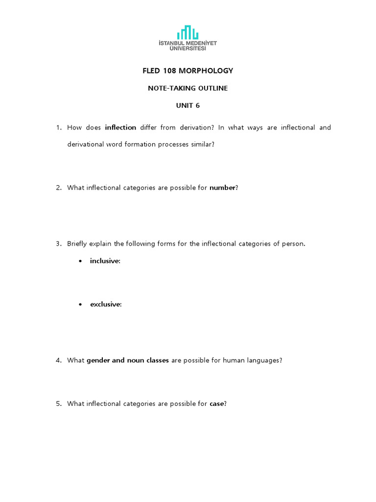 FLED 108 Handout - Unit 6 | PDF