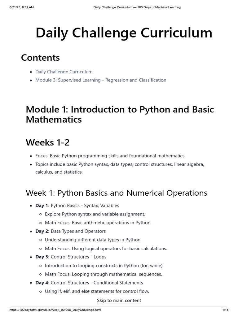 Daily Learning Challenge Curriculum | PDF | Artificial Intelligence ...