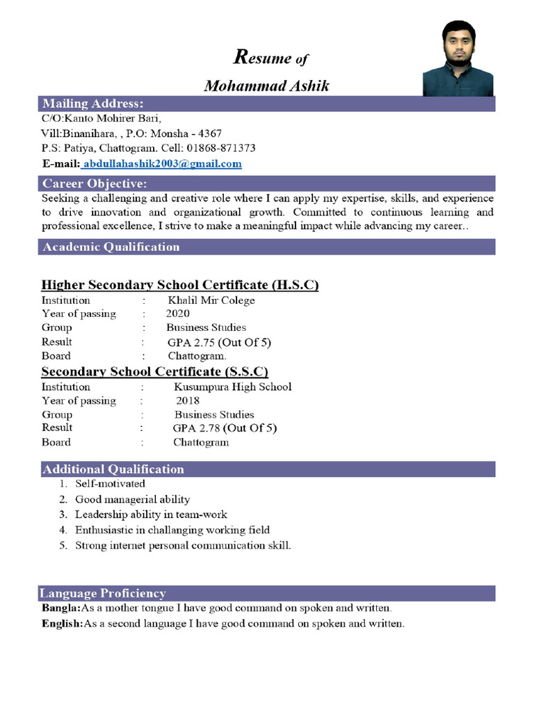 Ashik CV | PDF