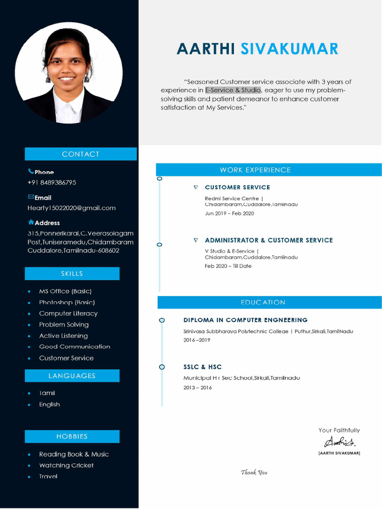 Aarthi Resume With Coat | PDF