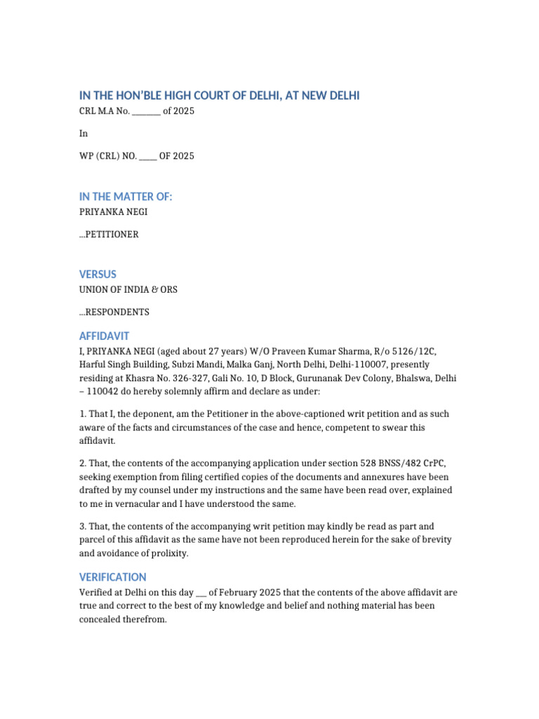 Affidavit Priyanka Negi | PDF