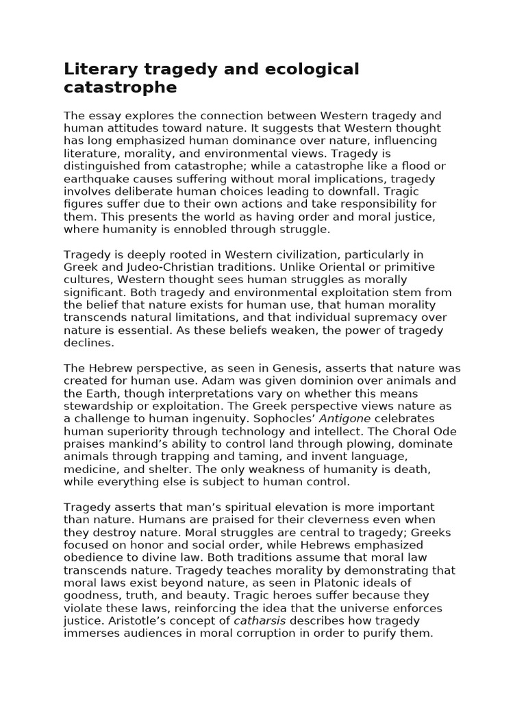 Literary Tragedy and Ecological Catastrophe | PDF | Tragedy | Justice