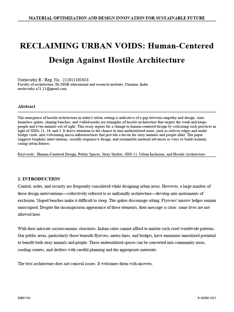 RECLAIMING URBAN VOIDS - Human-Centered Design Against Hostile ...