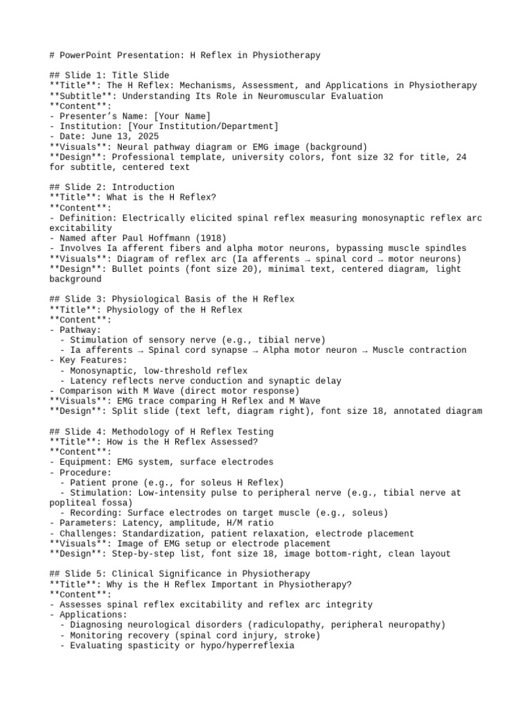 H Reflex: Assessment in Physiotherapy | PDF | Motor Neuron ...