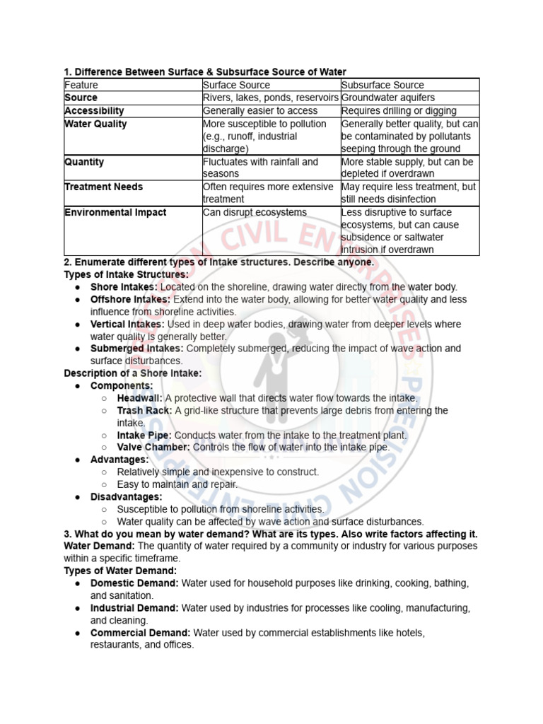 PHE Important Question With Answer | PDF | Sewage Treatment | Water ...