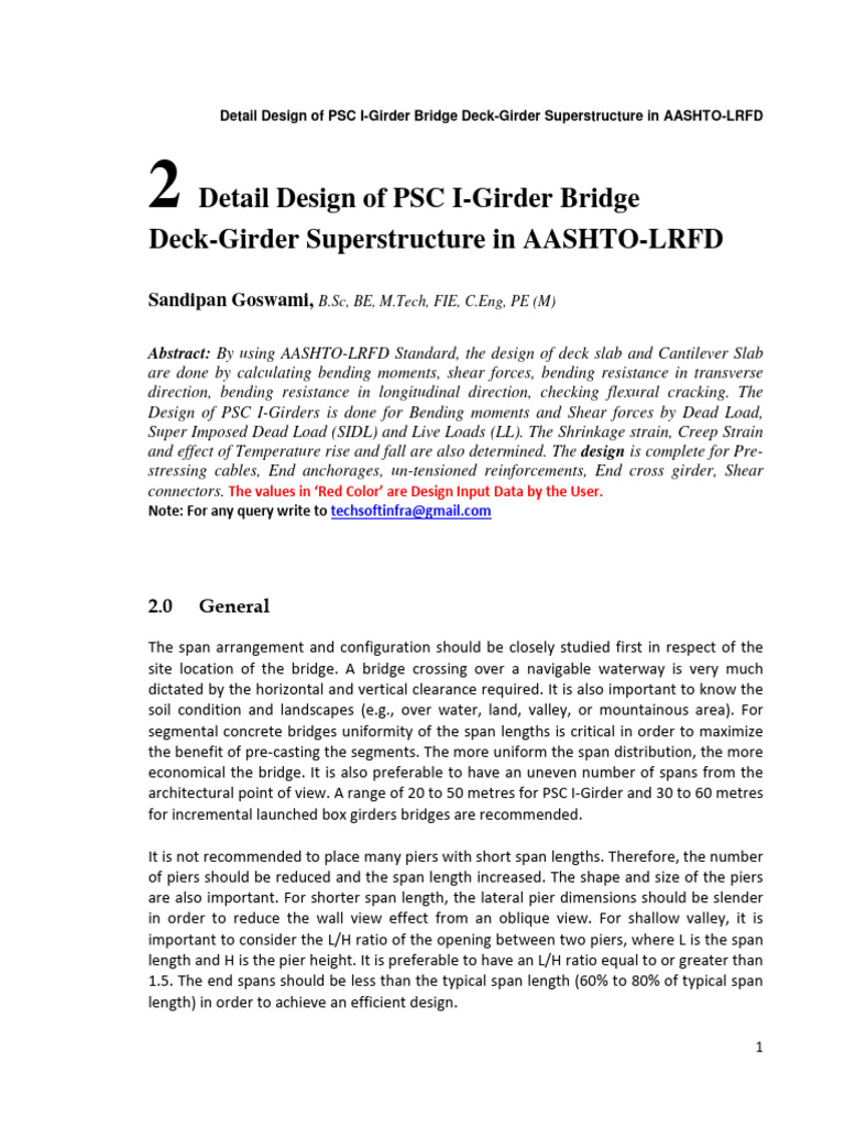 Detail Design of PSC I Girder Bridge Dec | PDF | Bridge | Bending