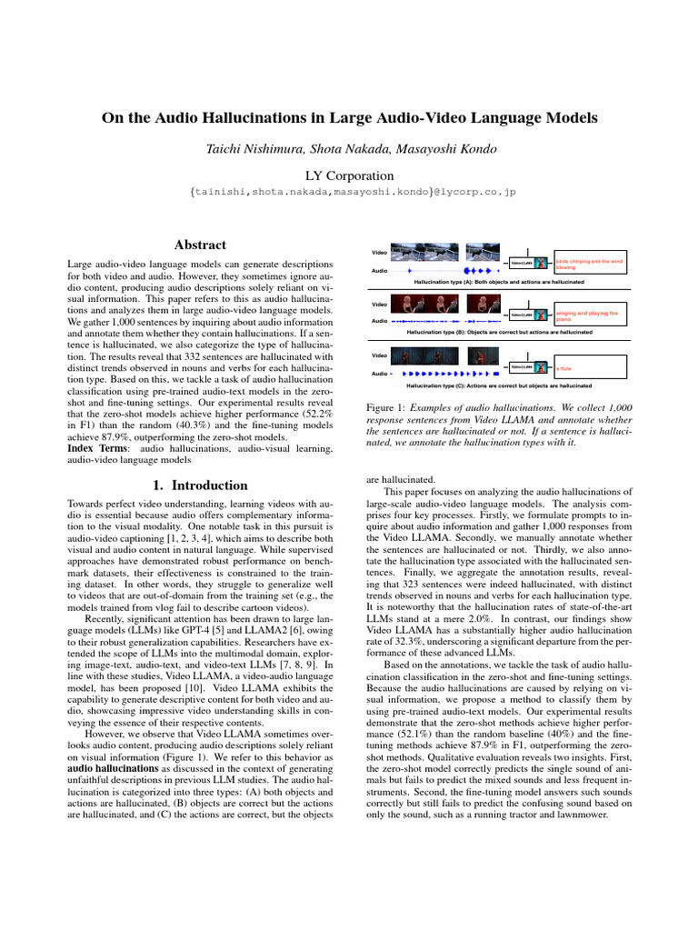 On Audio Hallucinations in Large Audio Video Language Model | PDF ...