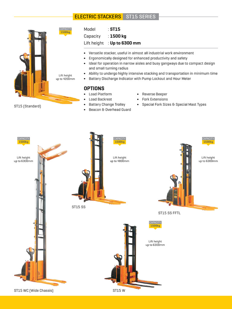 Stackers Pallet Truck Maini Forklift ST15 | PDF | Forklift | Vehicles