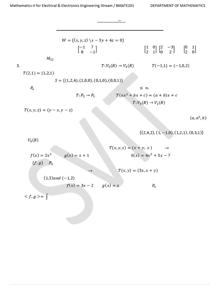 Module II - Vector Space and Linear Transformations QB | PDF