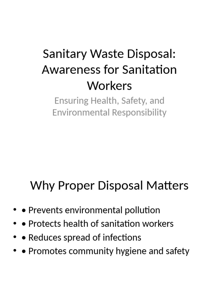Sanitary Waste Disposal Training | PDF