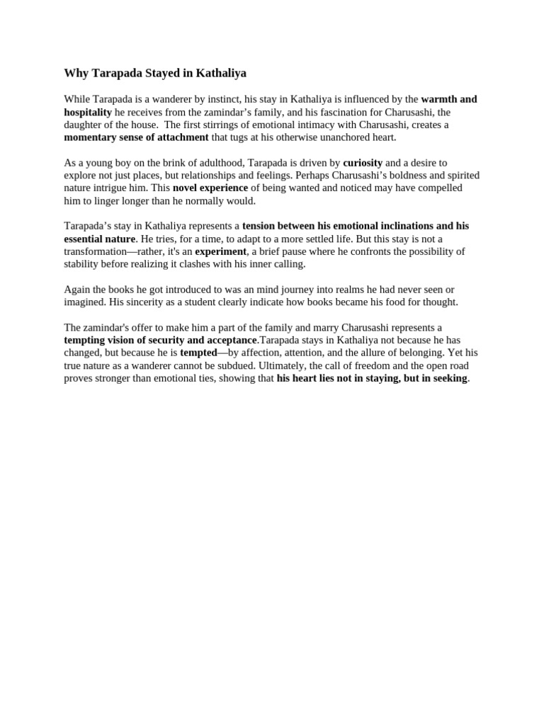 Why Tarapada Stayed in Kathaliya | PDF