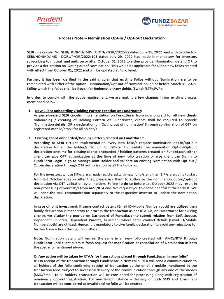 Nomination-Process Note Flow | PDF