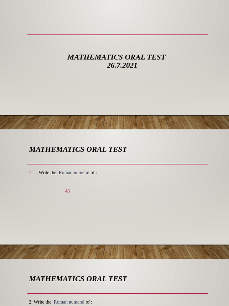 Mathematics Oral Test | PDF