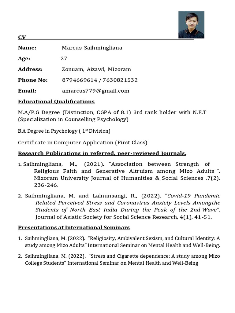 CV Name: Age: Address: Phone No: Email: Educational Qualifications | PDF