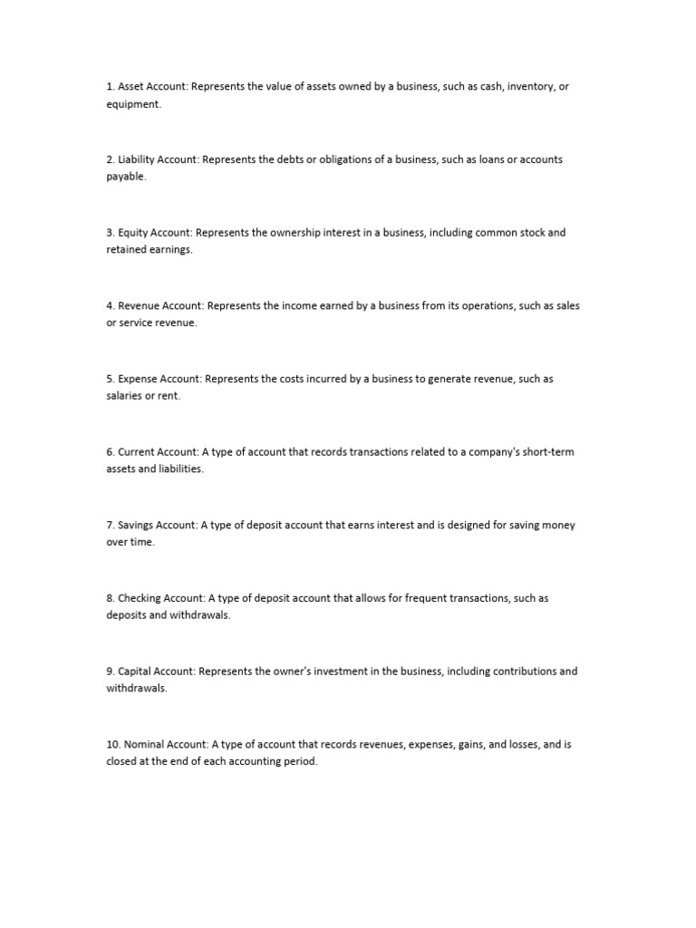 Types of Business Accounts Explained | PDF