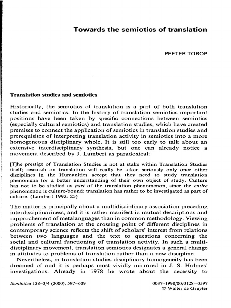 03 - The Semiotics of Translation at KNOWLEDGE BASE | PDF | Semiotics ...