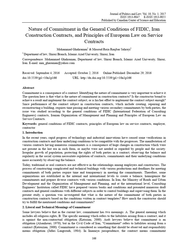 Nature of Commitment in The General Conditions of | PDF | Employment ...