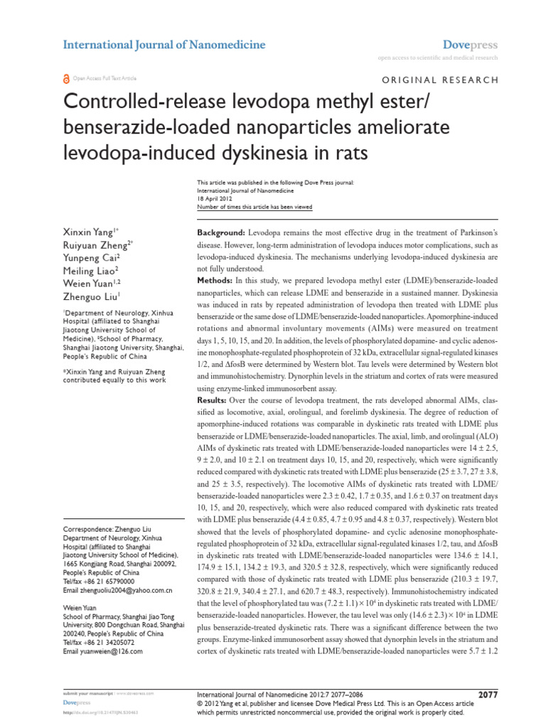 Levodopa Benserazide Dual Drug | PDF