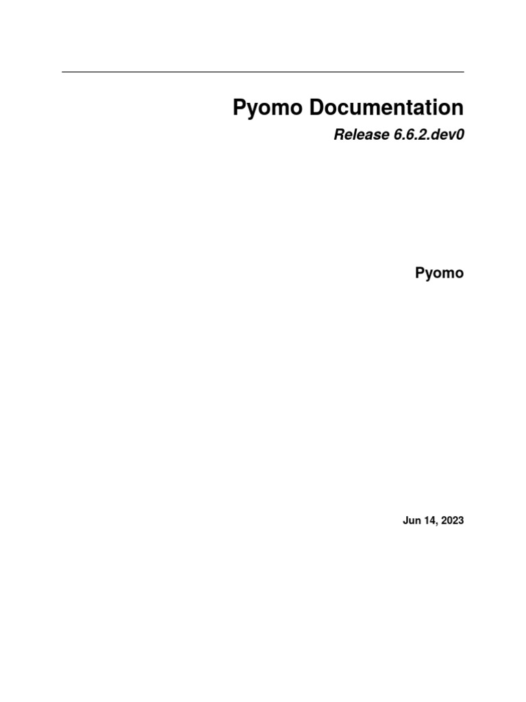 Pyomo Documentation Release 6.6.2.dev0 | PDF | Parameter (Computer ...
