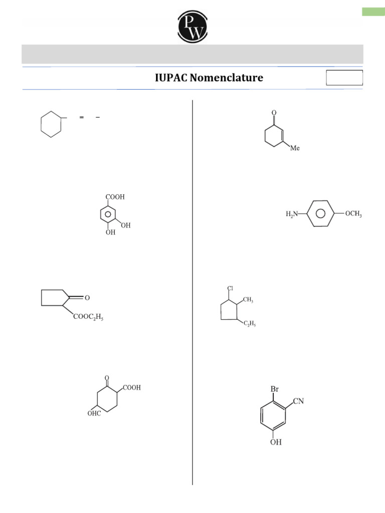 IUPAC Nomenclature DPP 06 of Lecture 07 Yakeen 3-0-2024 | PDF | Chemistry | Functional Group