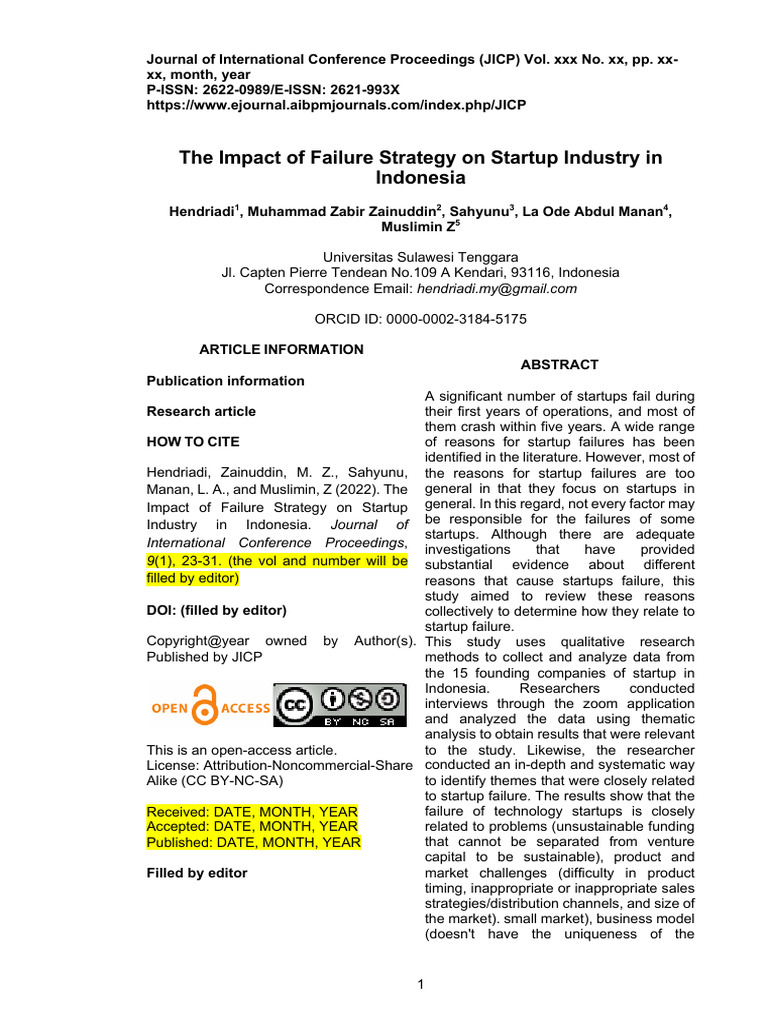 4.B.1 The Impact of Failure Strategy On Startup Industry in Indonesia ...