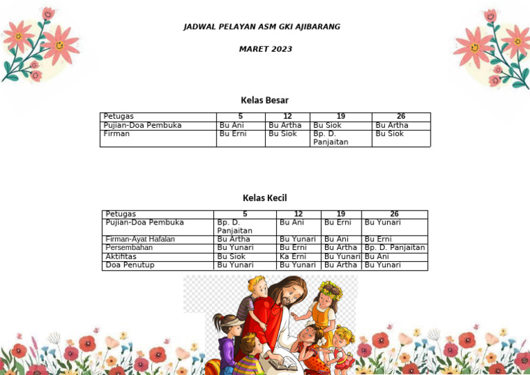 Jadwal Pelayan ASM MARET 2023 | PDF
