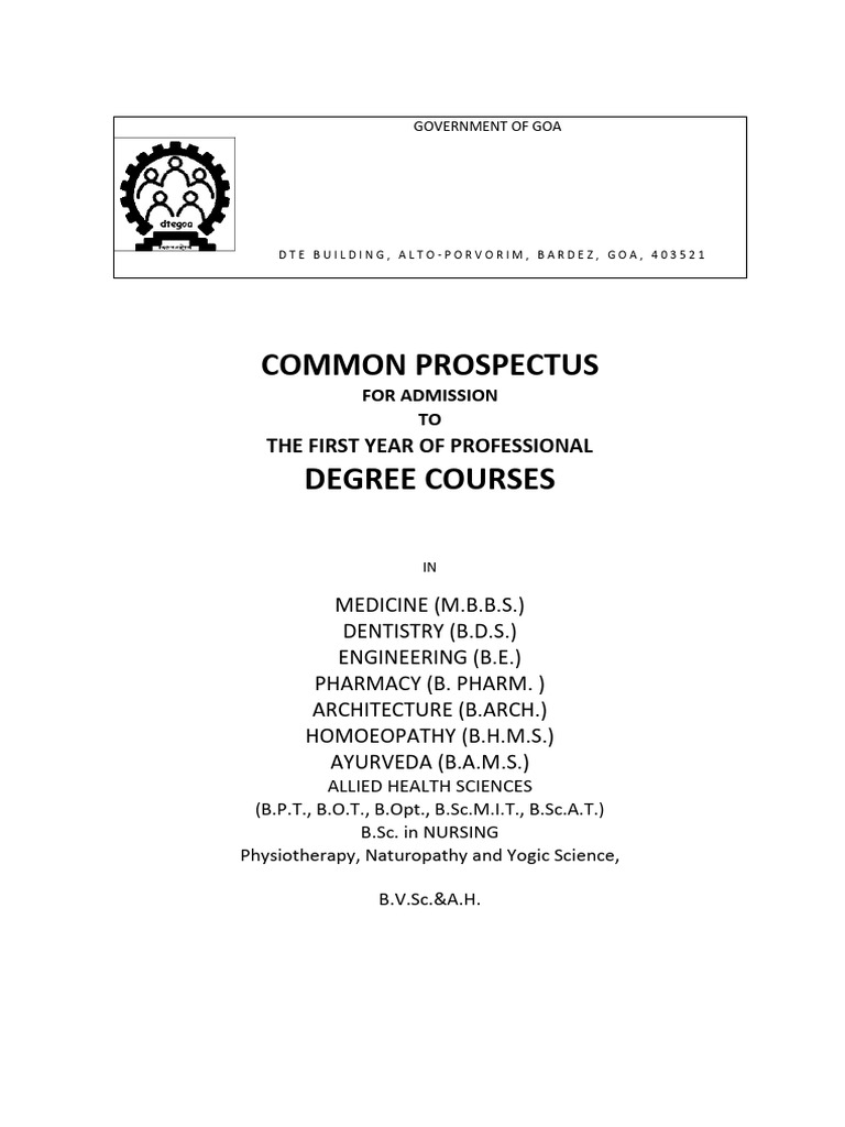 Goa DTE Admission Prospectus 2025-26 | PDF | Academic Degree ...