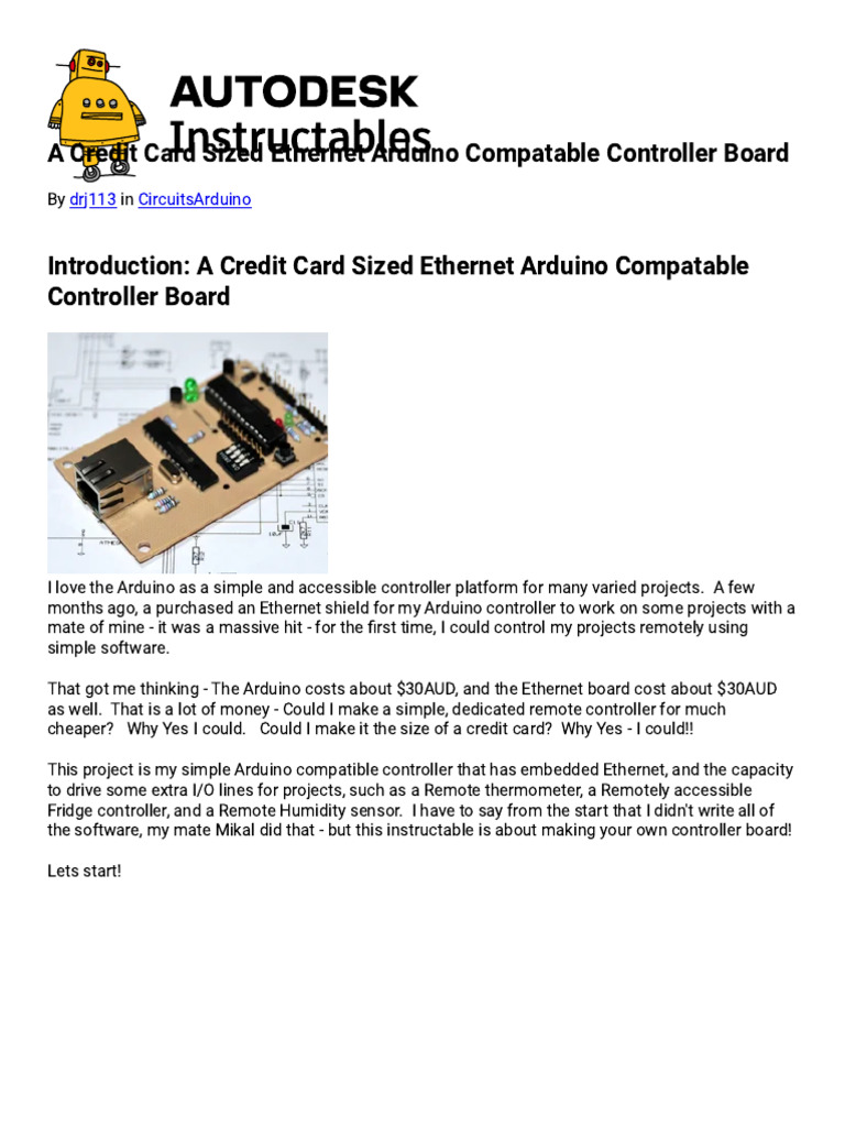 A Credit Card Sized Ethernet Arduino Compatable Controller Board - 7 Steps (With Pictures ...